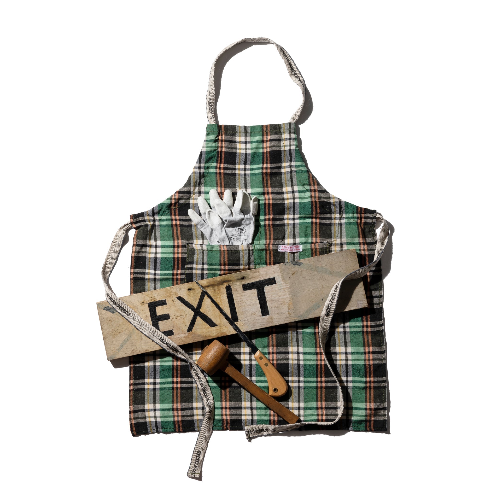 RECYCLE COTTON CHECK APRON / Green – PUEBCO KOREA